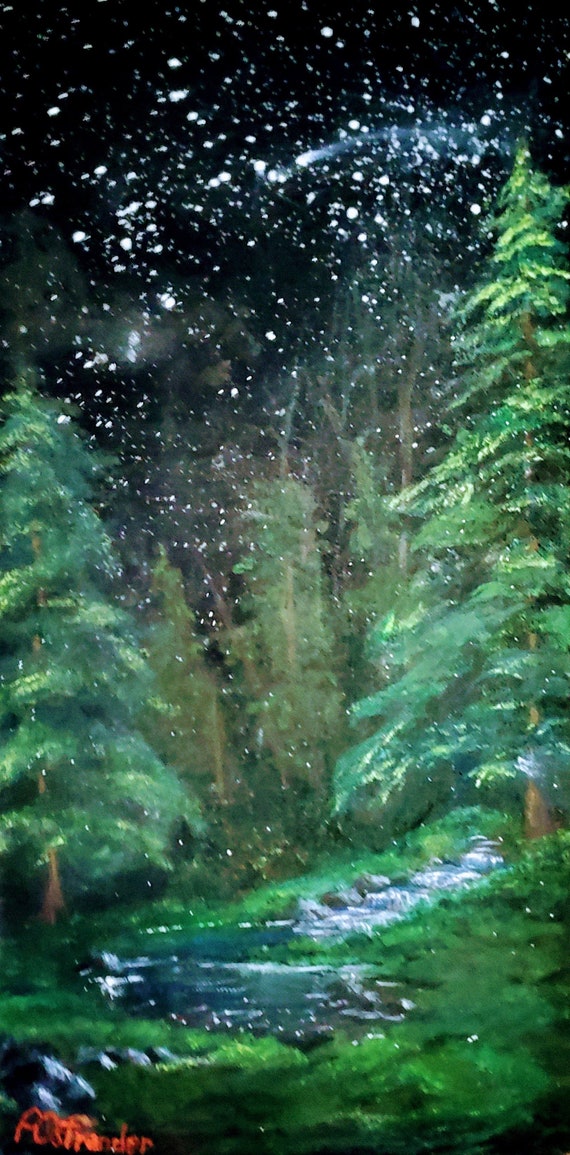 5 X 10 Starry Night Sky Print Stream Through Dark Woods - Etsy