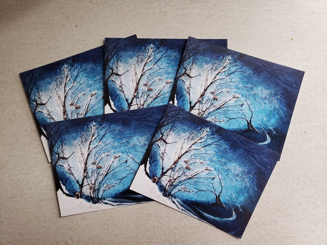 Blue Snow Scene Sticker With Spooky Tree, Tim Burton Style Sticker ...