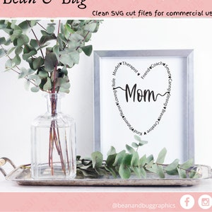 Happy Mother's Day SVG - Mom Heart SVG - Words to Describe Mom - Mother ...