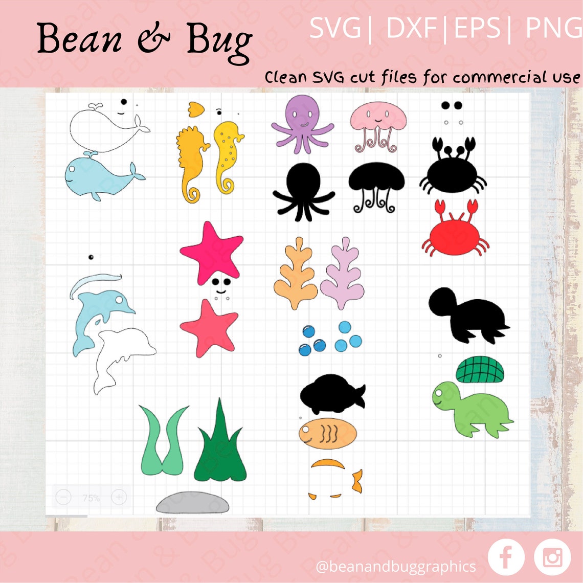 Ocean Animals Bundle SVG Sea Animals Activity Turtle - Etsy