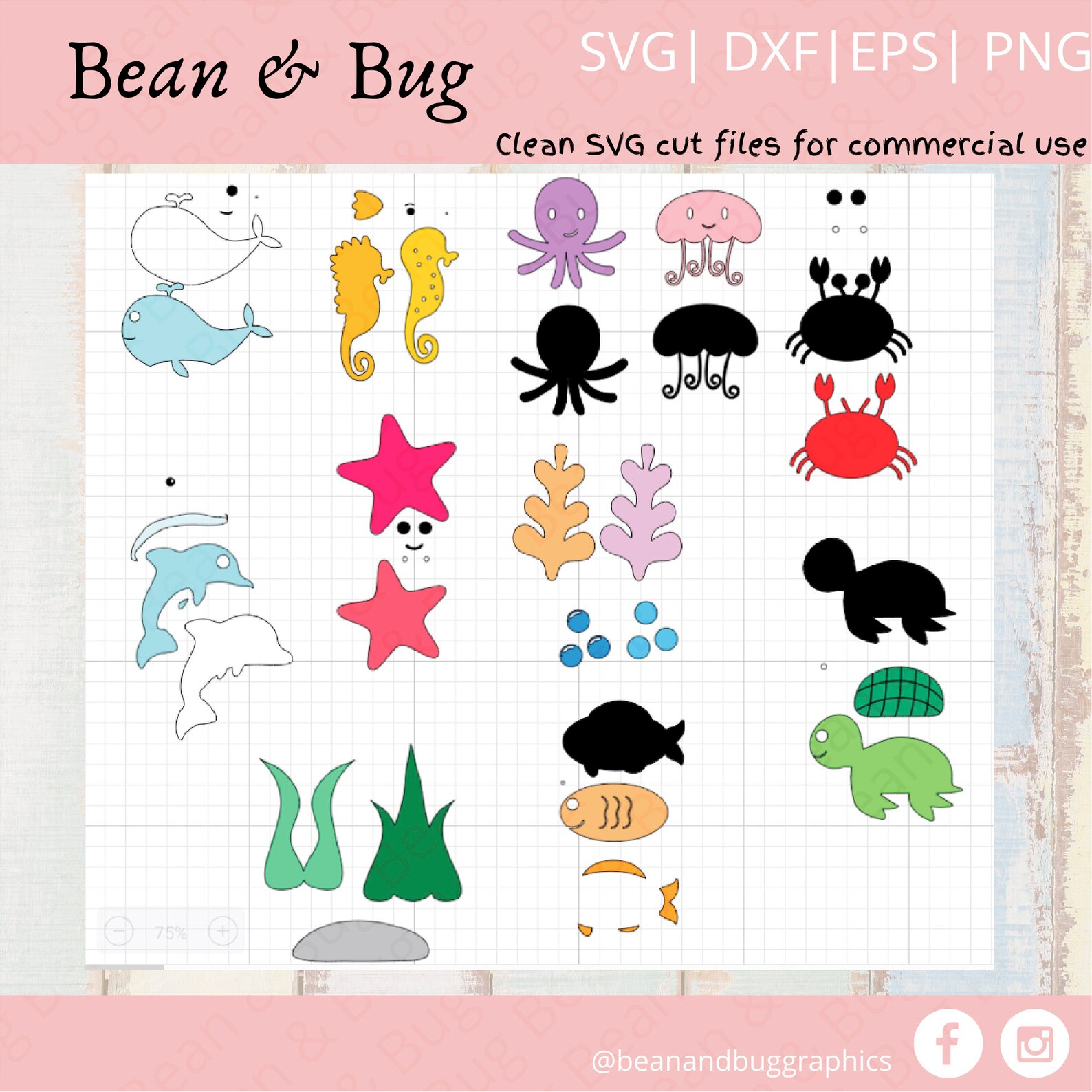 Ocean Animals Bundle SVG Sea Animals Activity Turtle - Etsy