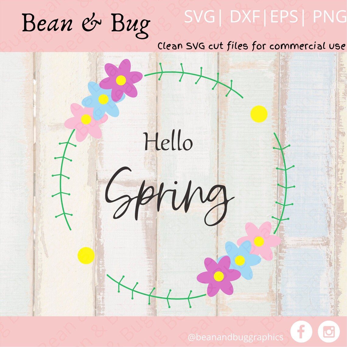Hello Spring Wreath SVG Hello Spring SVG Hello Spring - Etsy