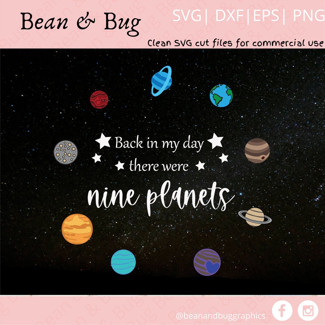 Back in My Day We Had Nine Planets SVG - Solar System SVG - Space ...