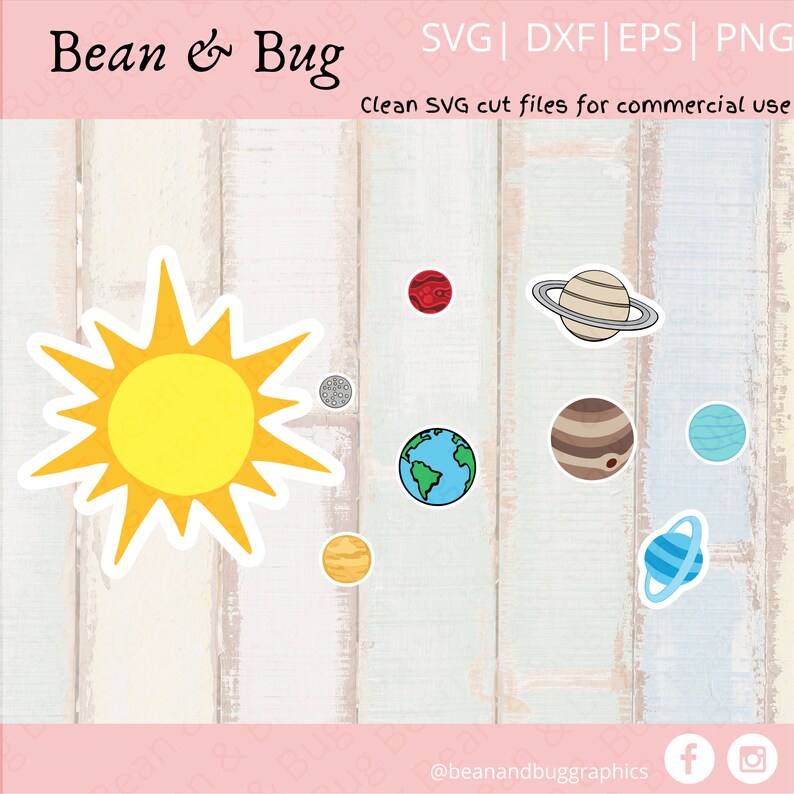 Solar System Stickers SVG Space Bundle Planets SVG Space Activity for ...