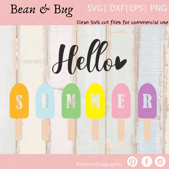 Hello summer SVG Popsicle SVG Summer cut file for cricut | Etsy