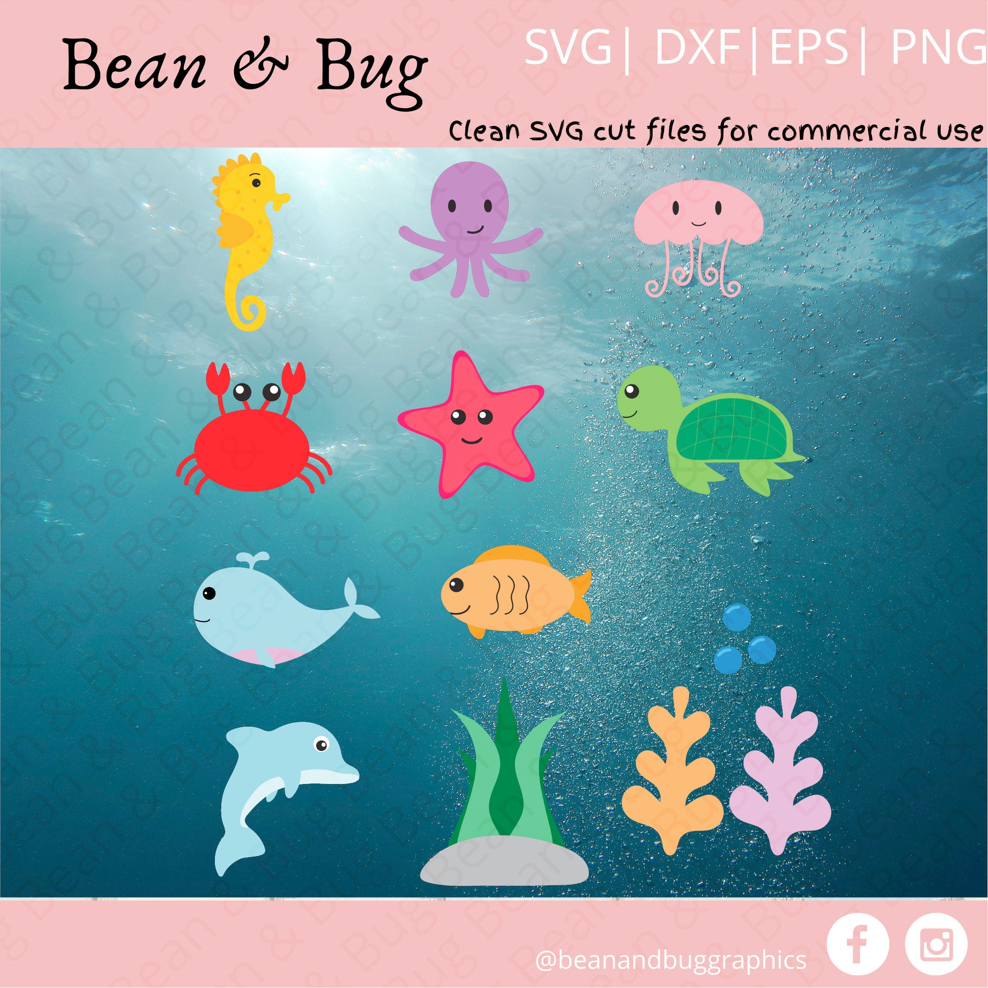 Ocean Animals Bundle SVG - Sea Animals Activity - Turtle - Starfish ...