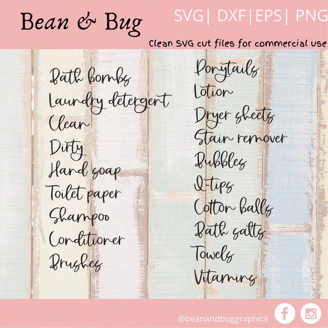 Bathroom Labels SVG - Spring Cleaning - Laundry Labels Cut File ...