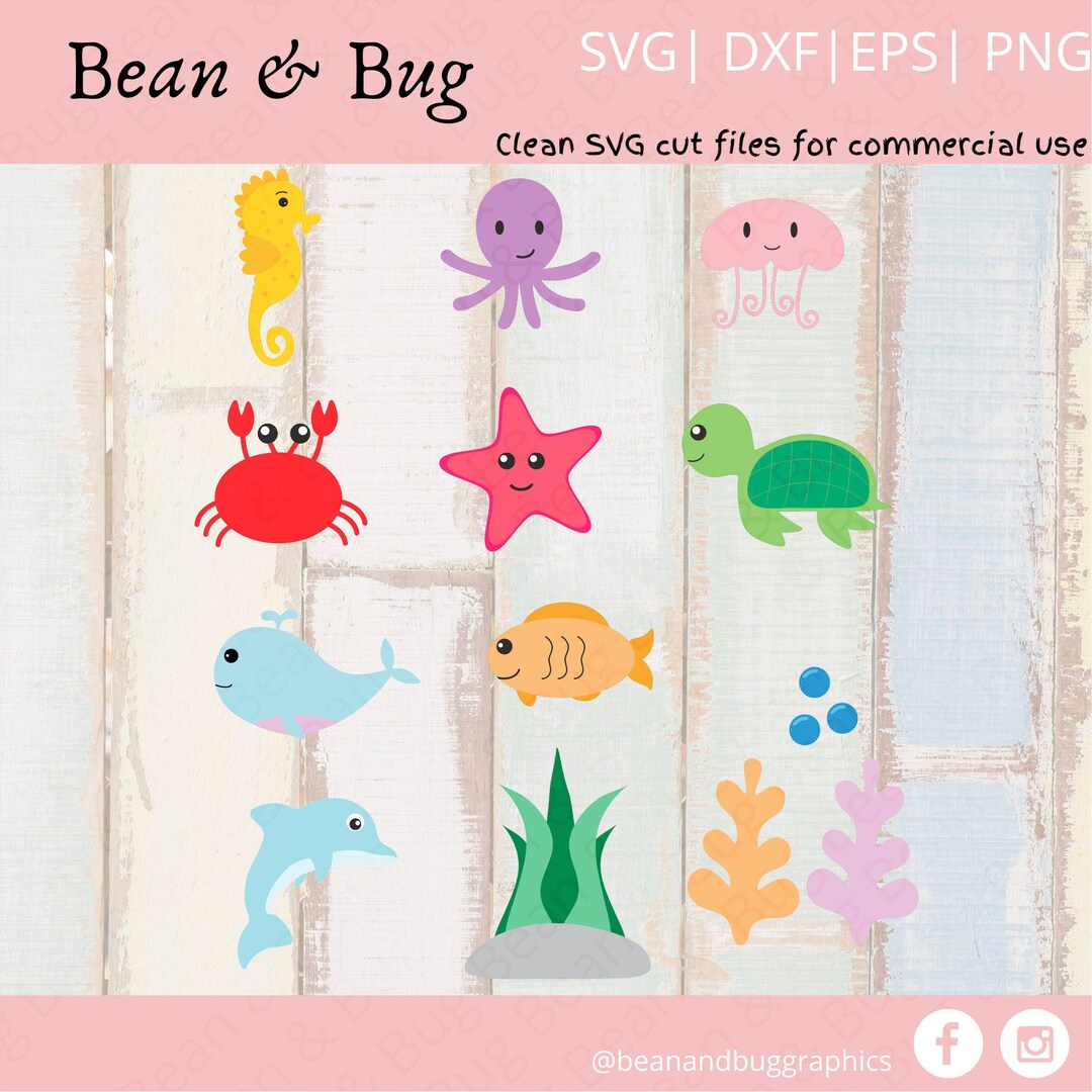Ocean Animals Bundle SVG Sea Animals Activity Turtle - Etsy
