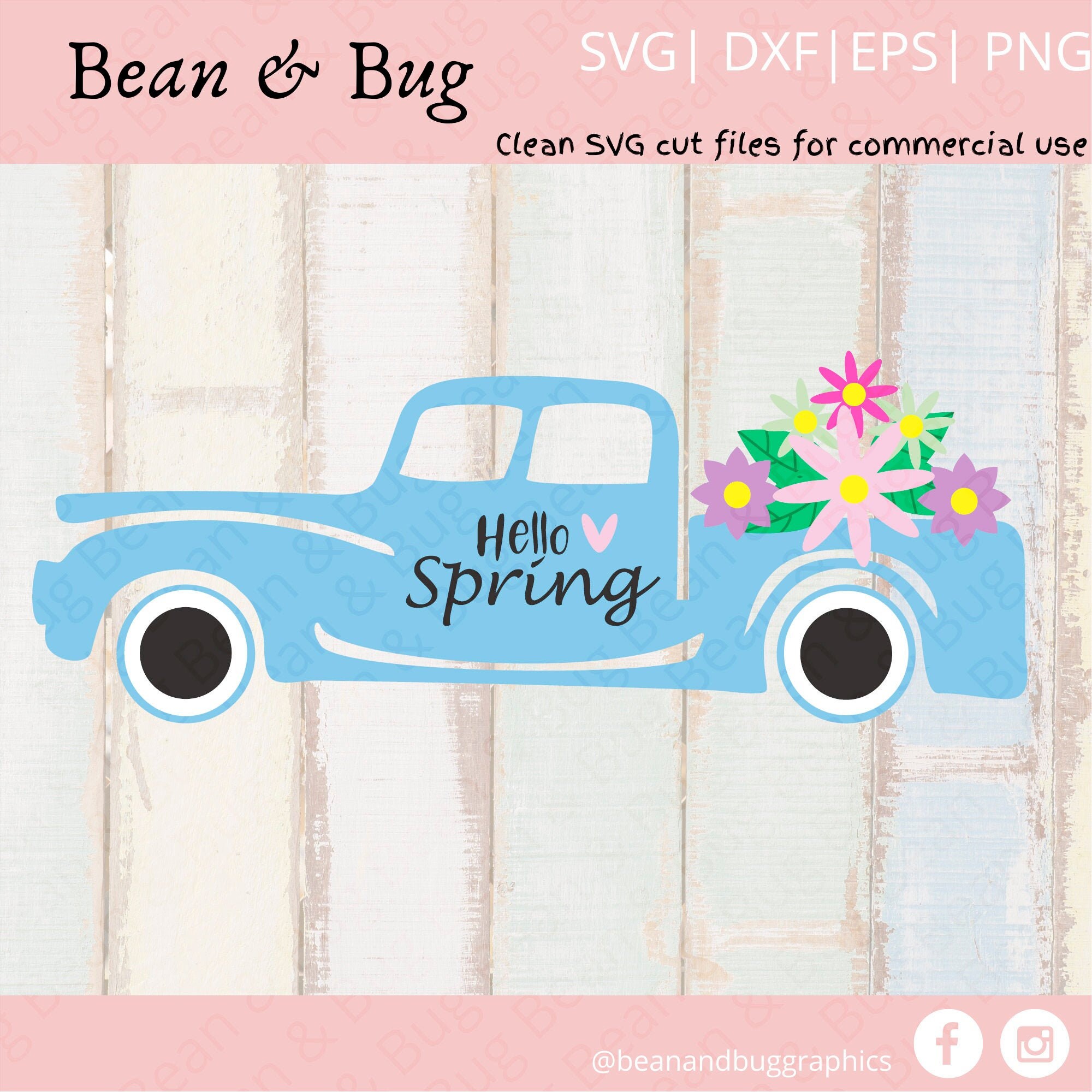 Hello Spring SVG - Spring Truck SVG - Flower Truck Svg - Spring Flowers ...