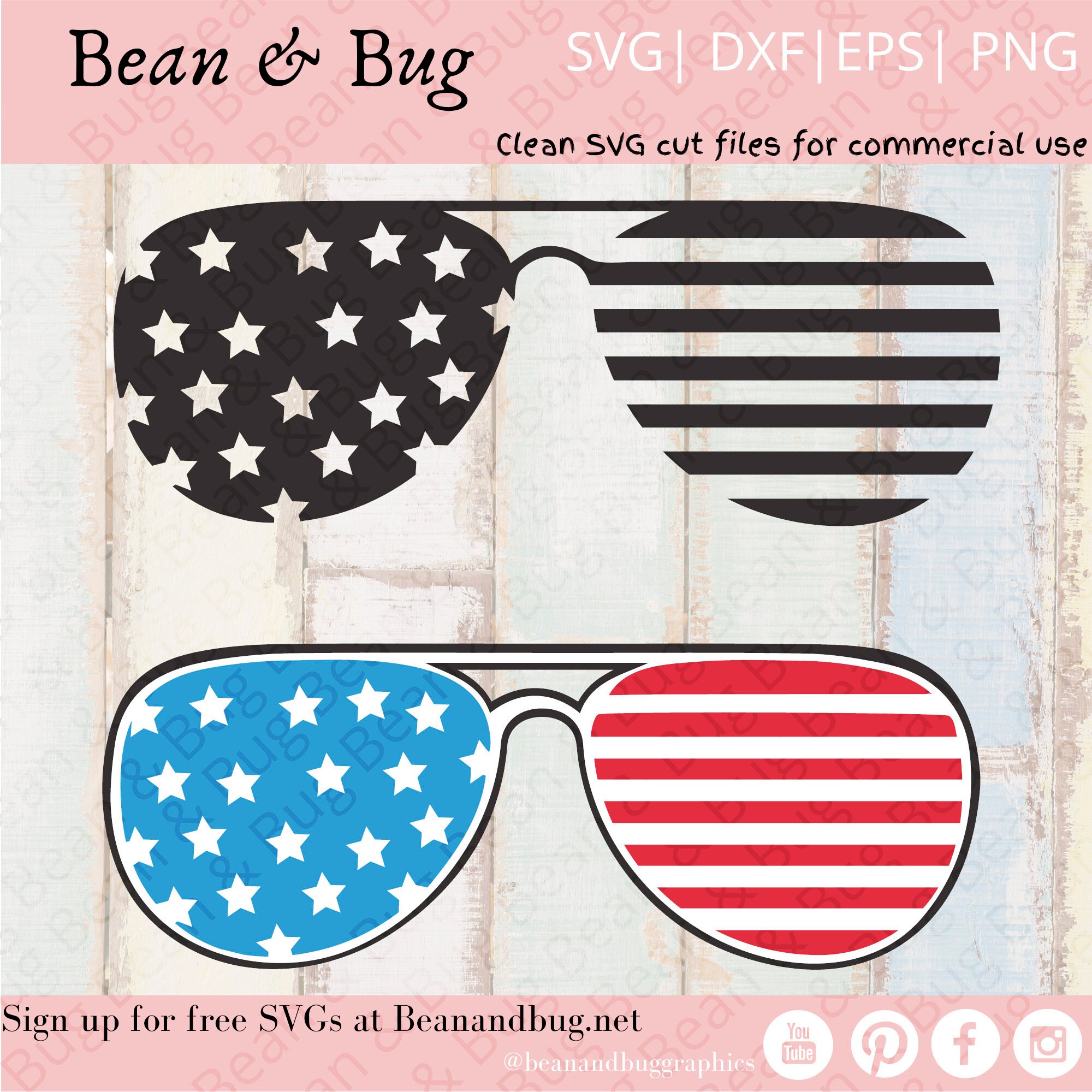 American Flag Aviators - Sunglasses bundle SVG - 4th of july SVG ...