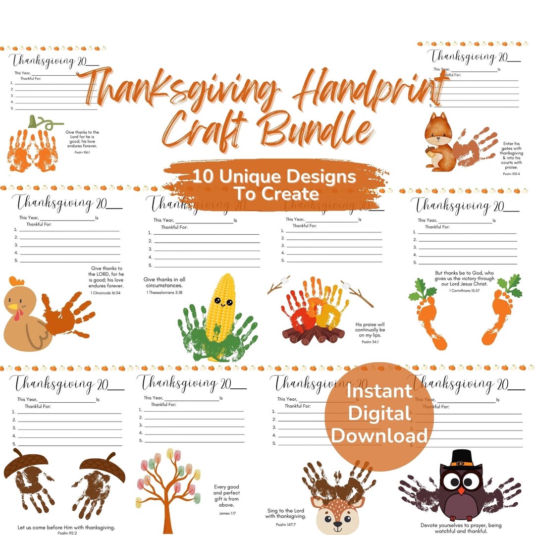 Thanksgiving Handprint Craft Bundle, Thanksgiving Craft for Kids, Fall ...
