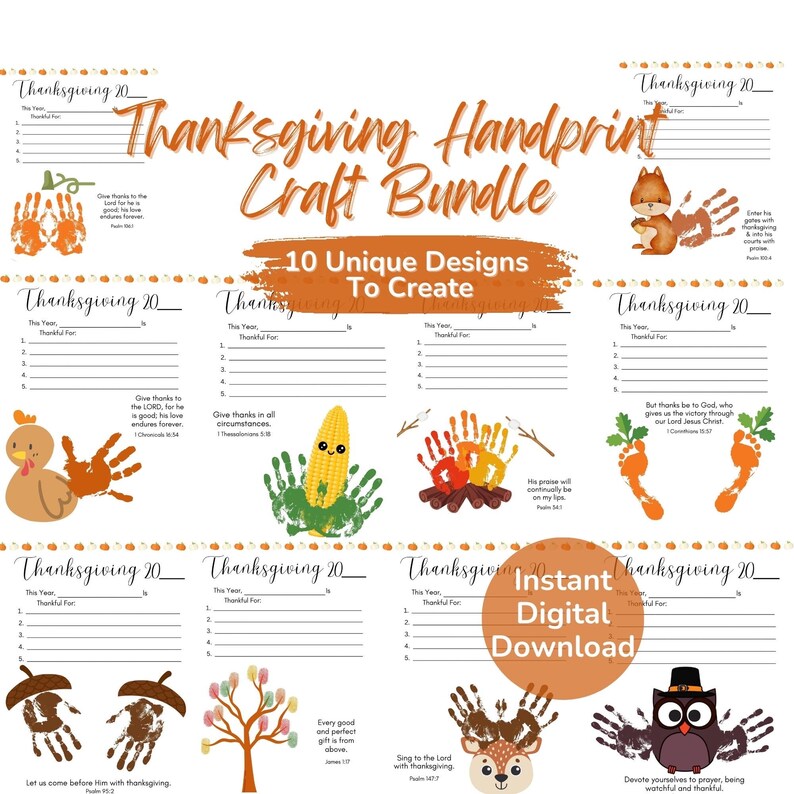 Thanksgiving Handprint Craft Bundle, Thanksgiving Craft for Kids, Fall ...