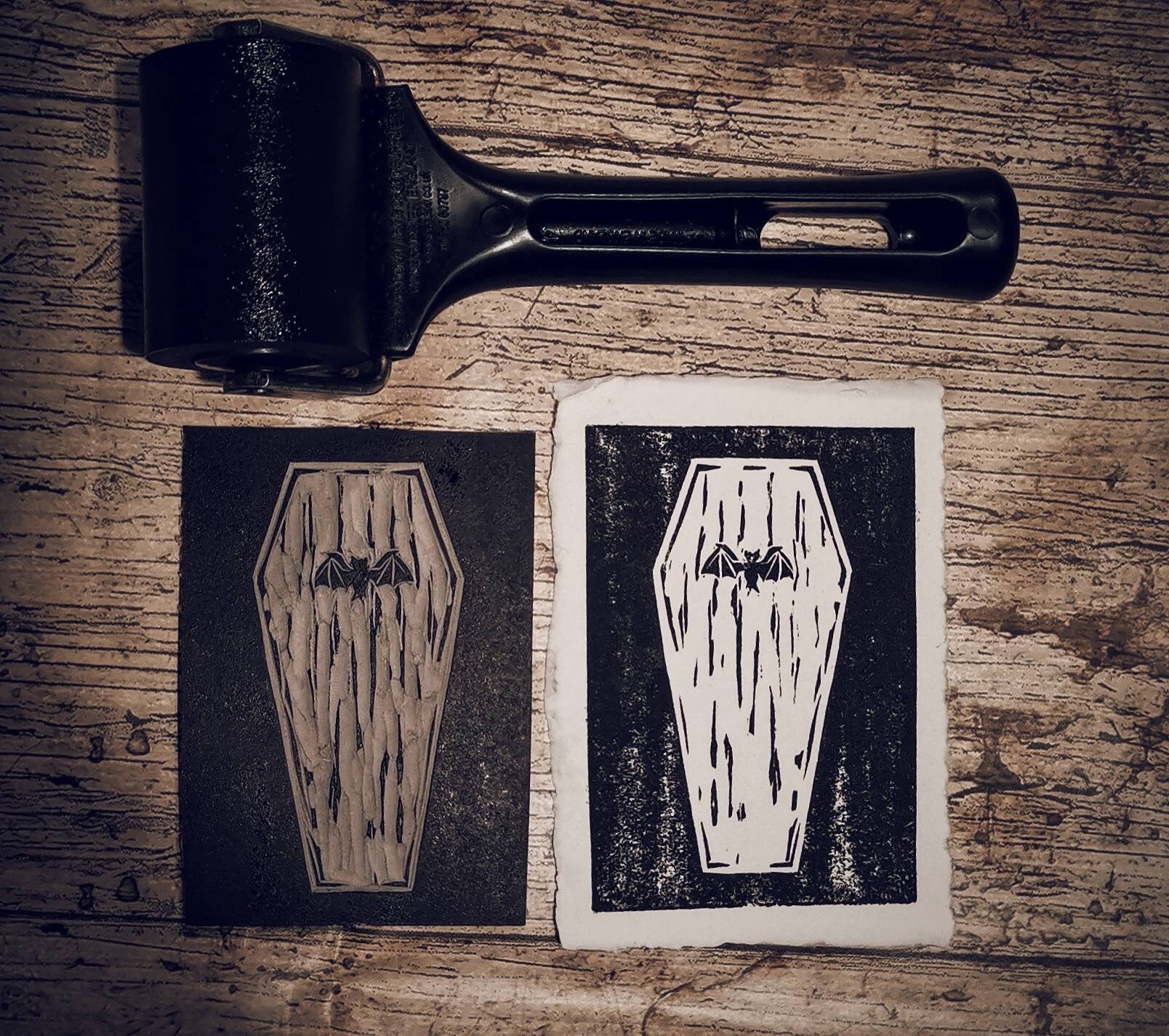 Goth Art prints Spooky Creepy Witchy ghost coffin bat spiderweb mini ...