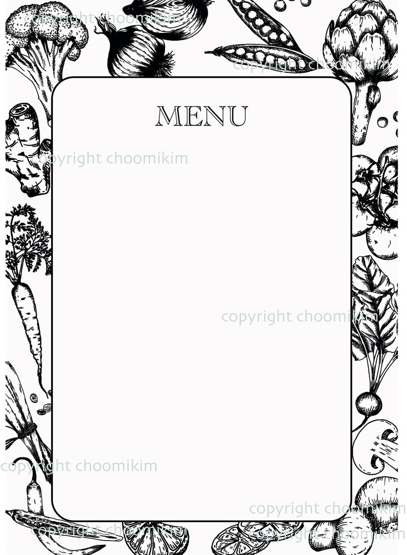 Printable Menu Template, Cafe, Restaurant Menu, High Quality, Hand ...