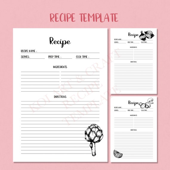 Plantilla de receta de 6 páginas libro de recetas plantilla | Etsy