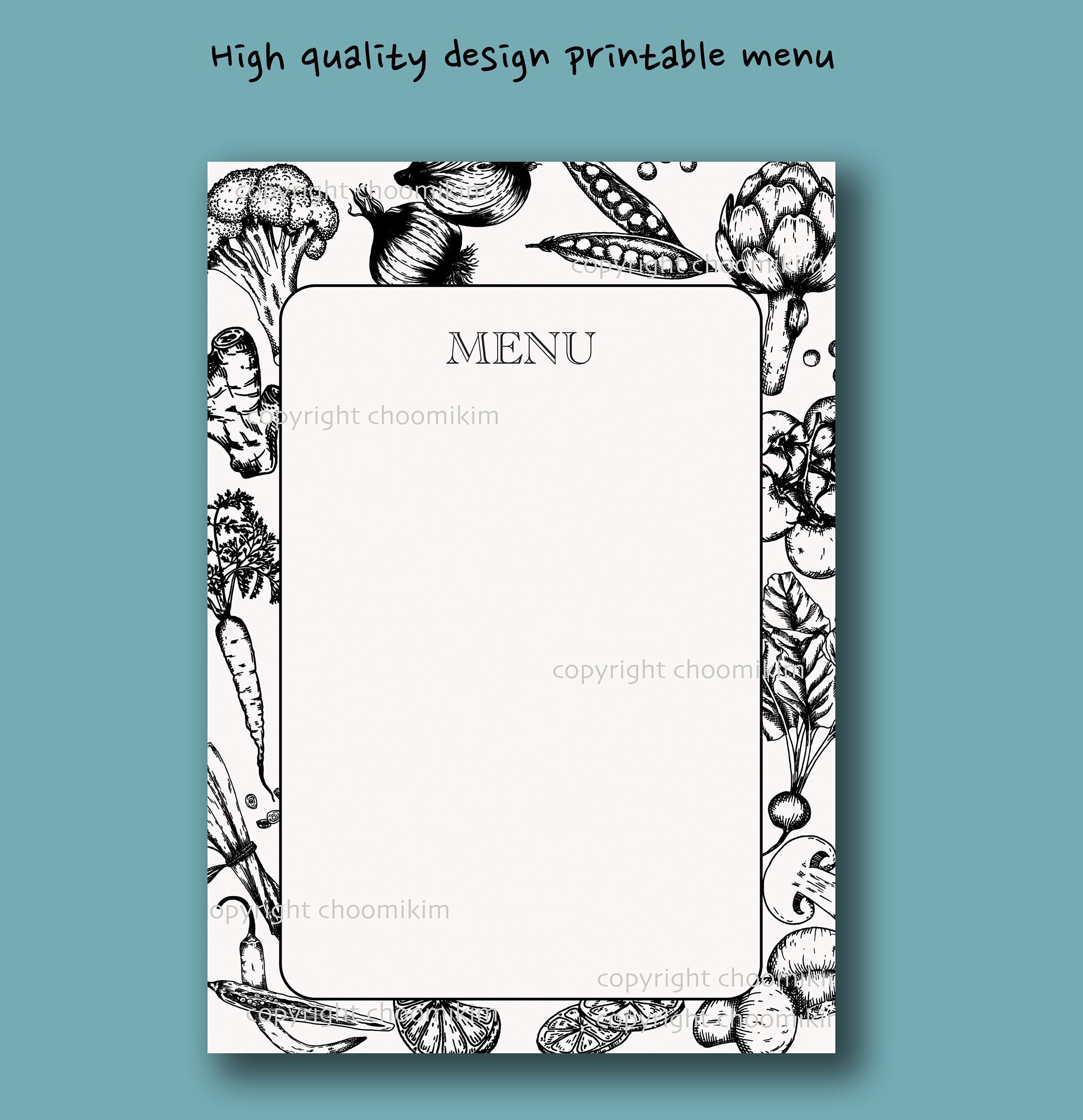 Printable Menu Template, Cafe, Restaurant Menu, High Quality, Hand ...