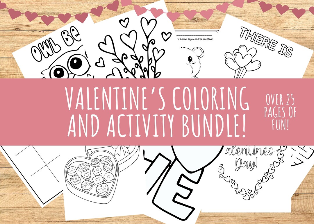 Valentine's Day Coloring Pages, Valentines Activity Bundle, Valentines ...