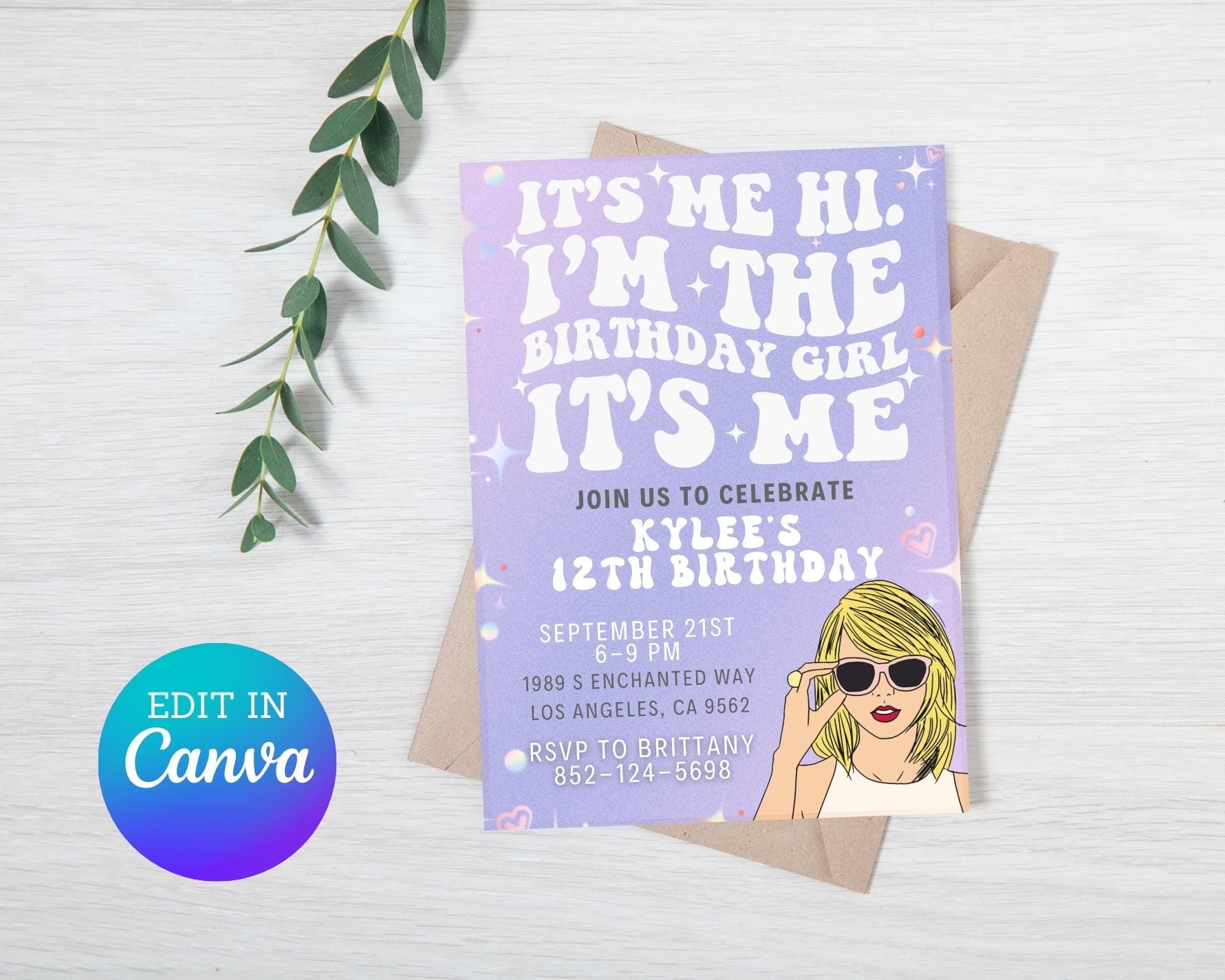 Editable Digital Birthday Invitation, Trendy Eras Party, Invite for ...