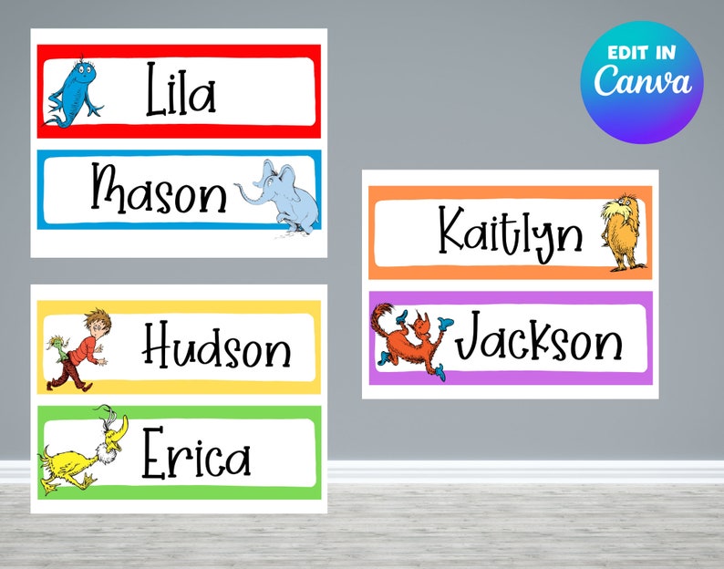 Dr Seuss Name Tags | Dr. Seuss Inspired Nametag Template | Editable ...