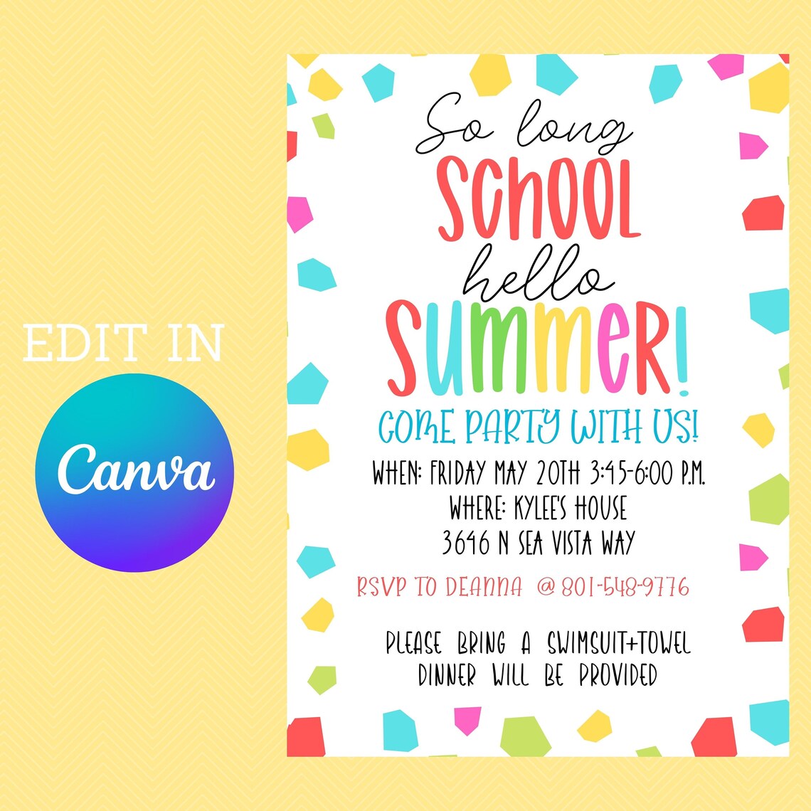 SO Long School HELLO Summer End of School Party Summer - Etsy
