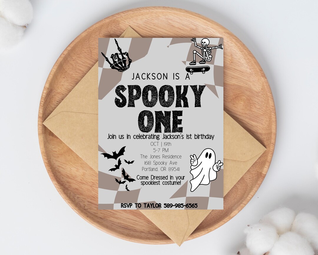 Spooky One, Halloween First Birthday Invitation, Editable Spooky One ...