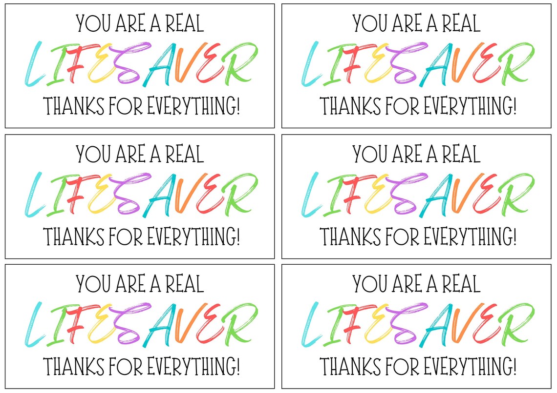 PRINTABLE TAGS Teacher Appreciation LIFESAVER Candy You Are | Etsy