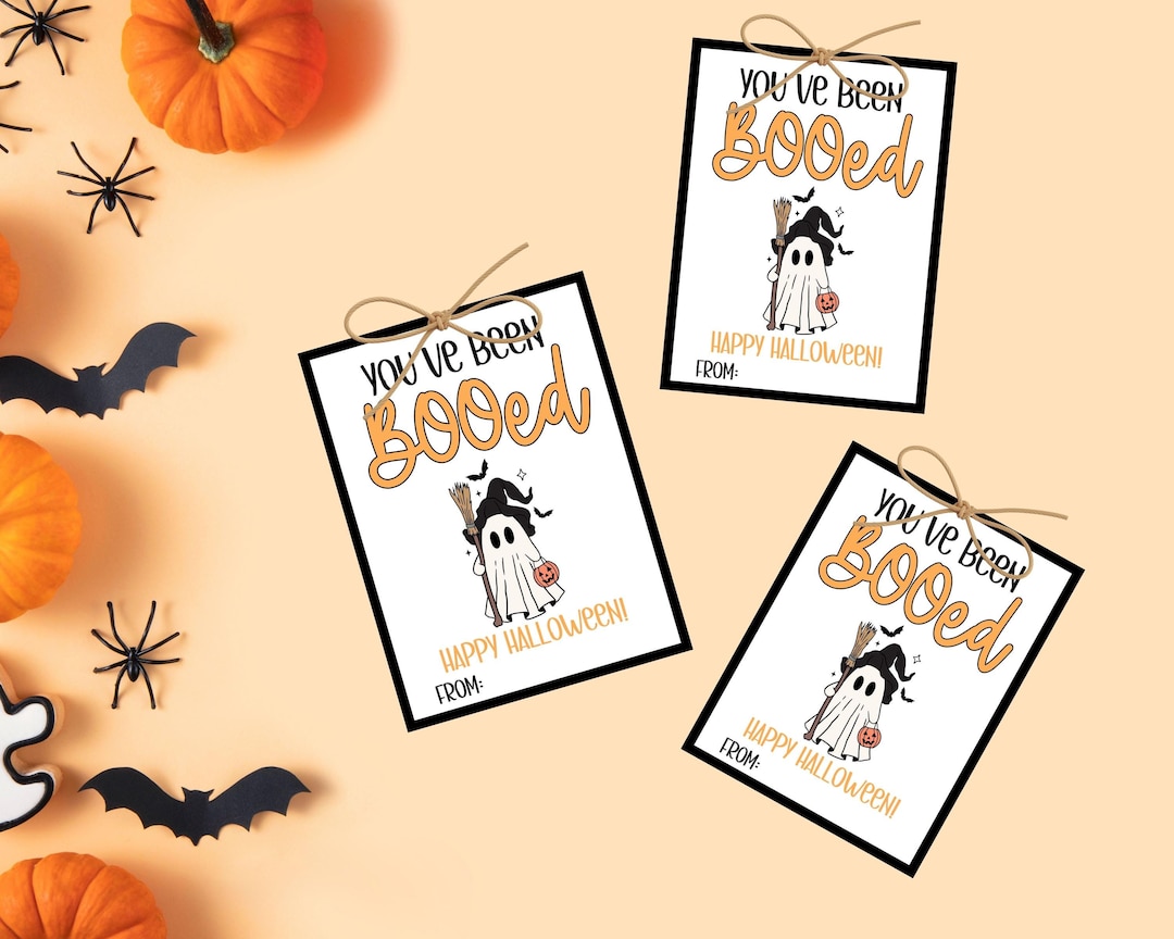 You've Been Booed Tag, Neighbor Halloween Gift, Boo Basket Tag, Retro ...