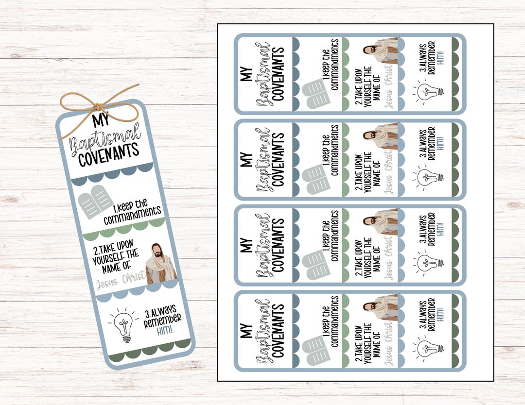LDS Baptism Keepsake Bookmark, Personalized Baptismal Covenant Bookmark ...