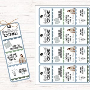 LDS Baptism Keepsake Bookmark, Personalized Baptismal Covenant Bookmark ...