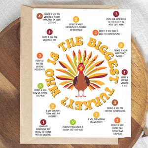 Thanksgiving Game: Who is THE BIGGEST TURKEY? Printable Family ...