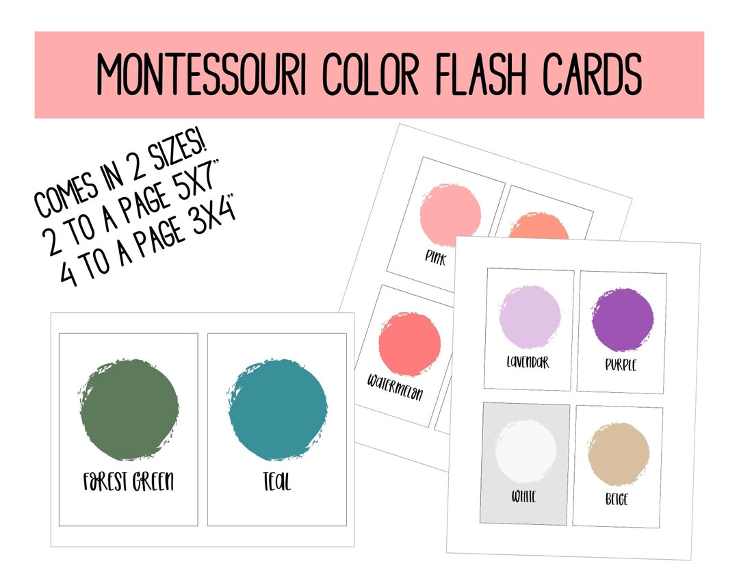 12 Color Flashcards, Montessori Flashcards, Pre-school Cards ...