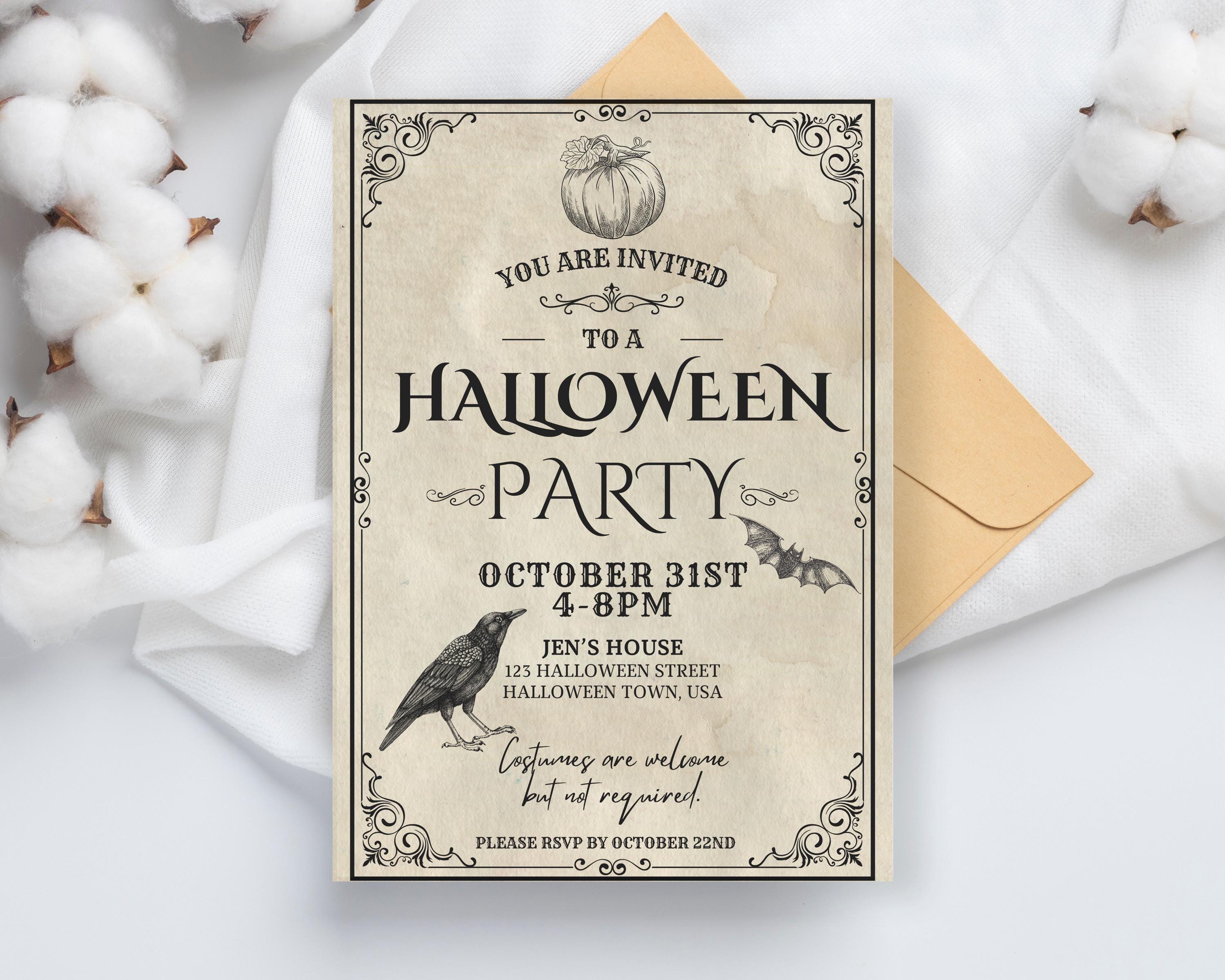 Vintage Halloween Party Invitation, Custom Vintage Invitations Editable ...
