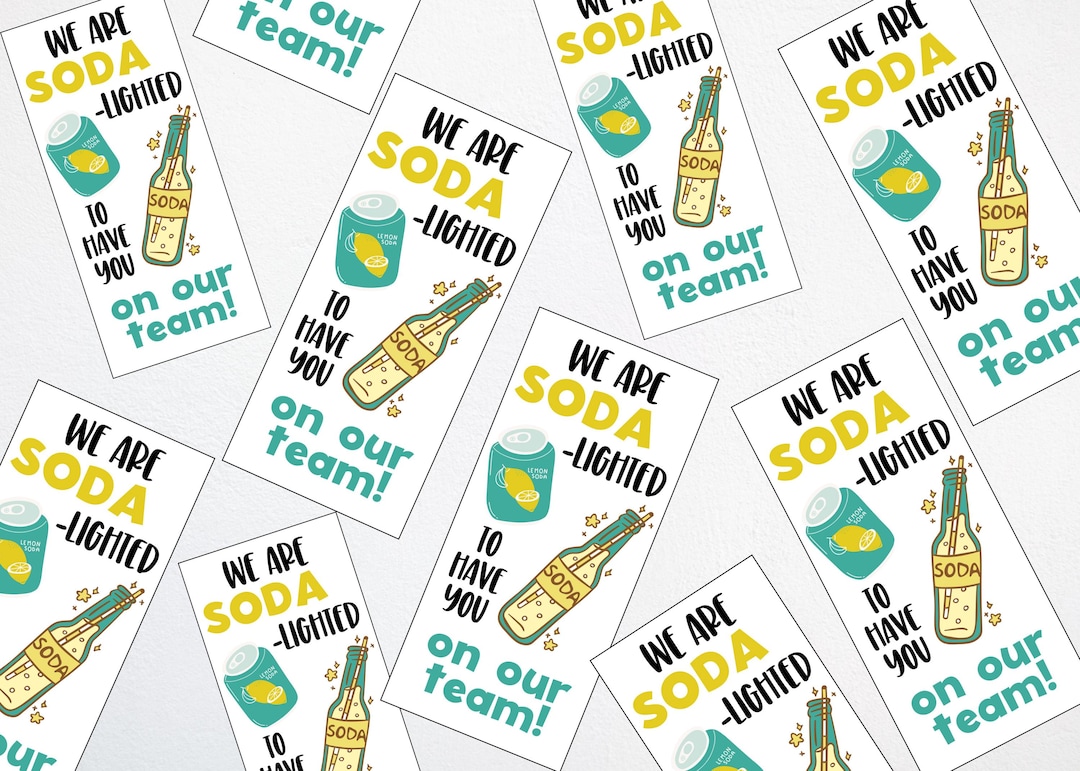 Soda-lighted Team Gift Tags, Employee Appreciation (digital Download ...