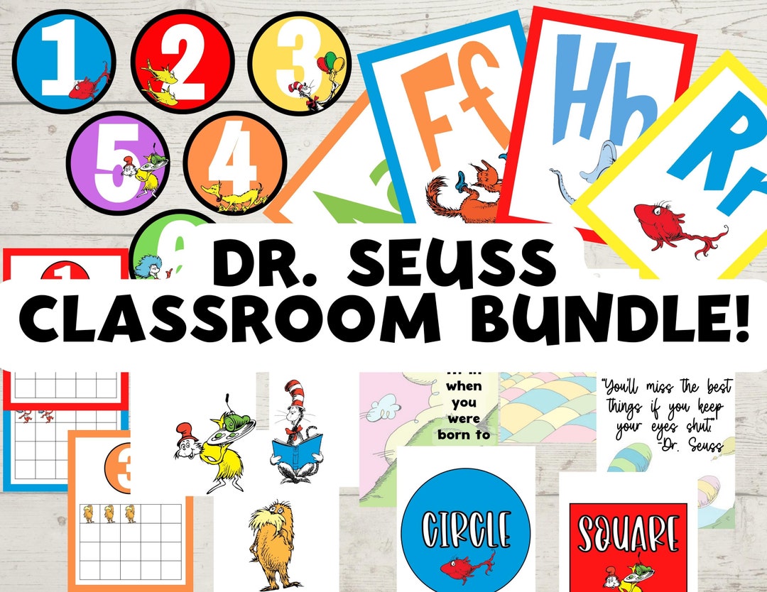 Dr Seuss Classroom Bundle, Dr Seuss Alphabet Posters, Learn to Count ...