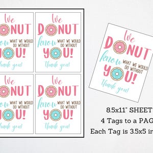 Teacher Appreciation Gift, Funny Donut Thank You Card, Sweet Employee ...