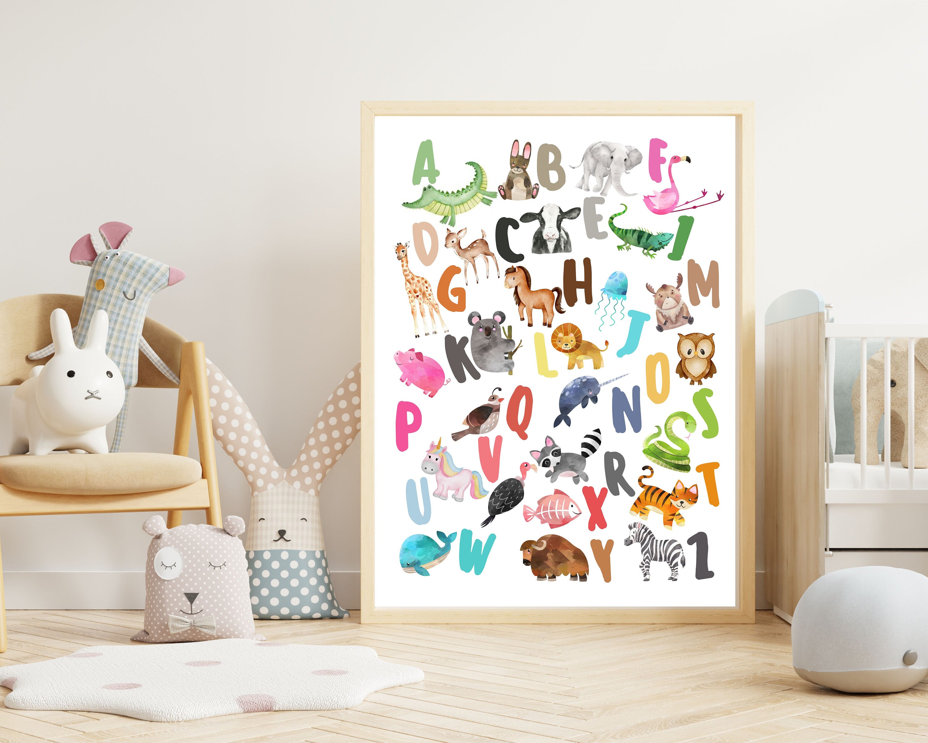 Animal Alphabet Printable, Watercolor Animals, Count to 10 Nursery ...