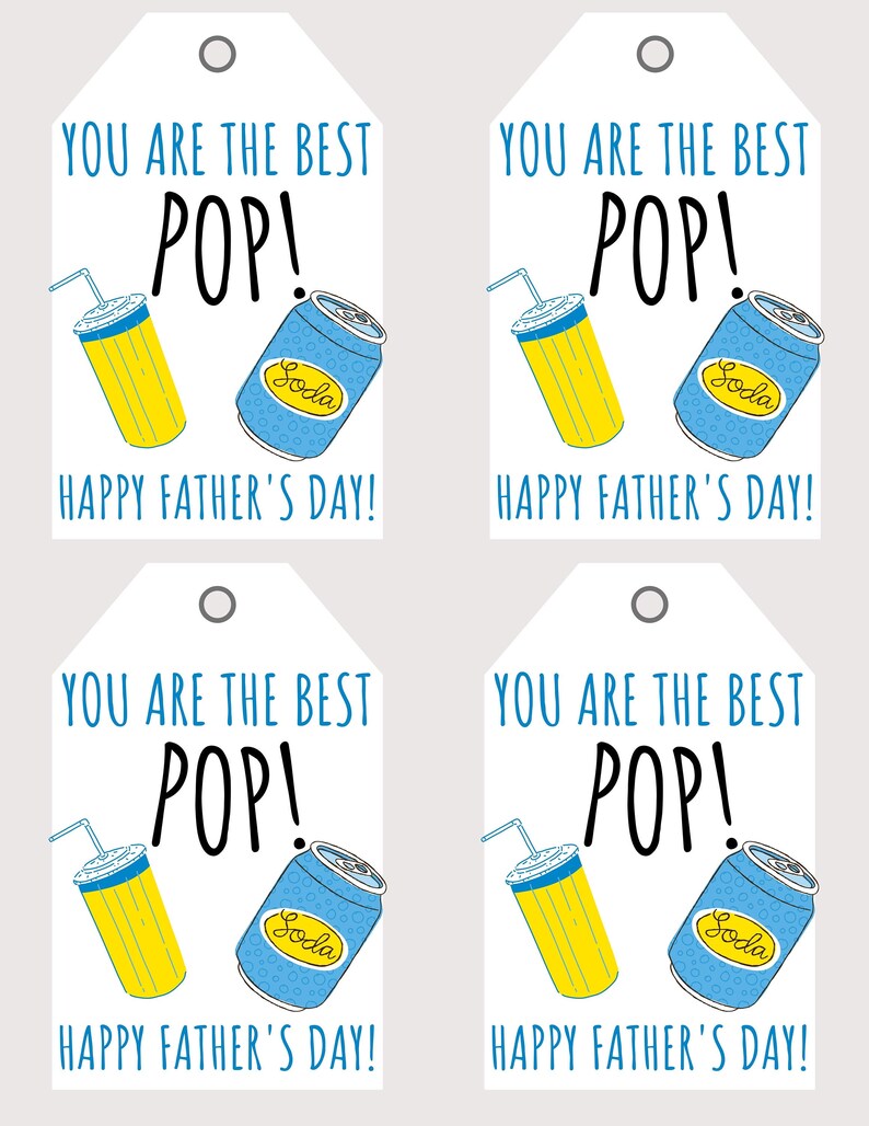 Soda Pop Father's Day Gift Tags - Printable 'best Pop' Design (digital ...