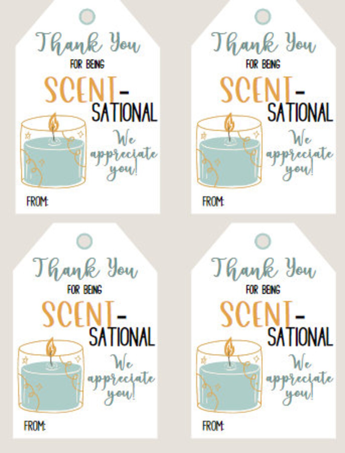 Teacher Appreciation Candle Tag - Scent-sational Printable (digital ...