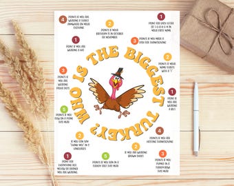 Thanksgiving Game: Who is THE BIGGEST TURKEY? Printable Family ...