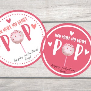 You Make My Heart POP, Printable Valentines Tag, Kids Valentines, Cake ...