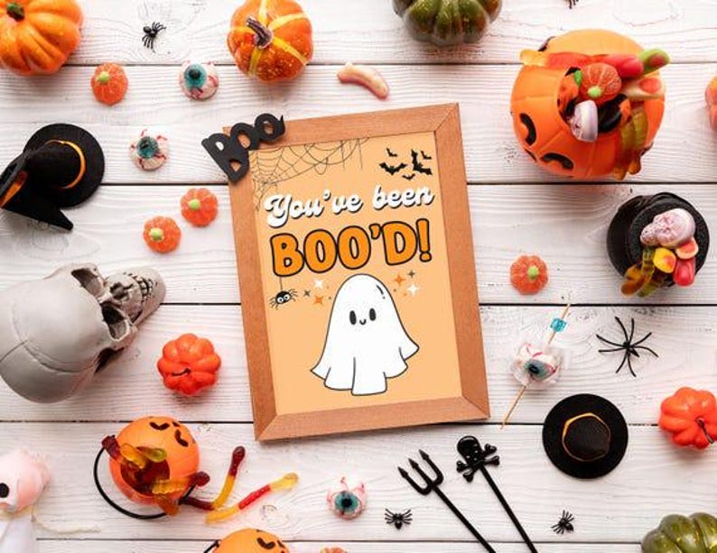 PRINTABLE You've Been Booed! Happy Halloween! Cute Ghost Gift Tag ...