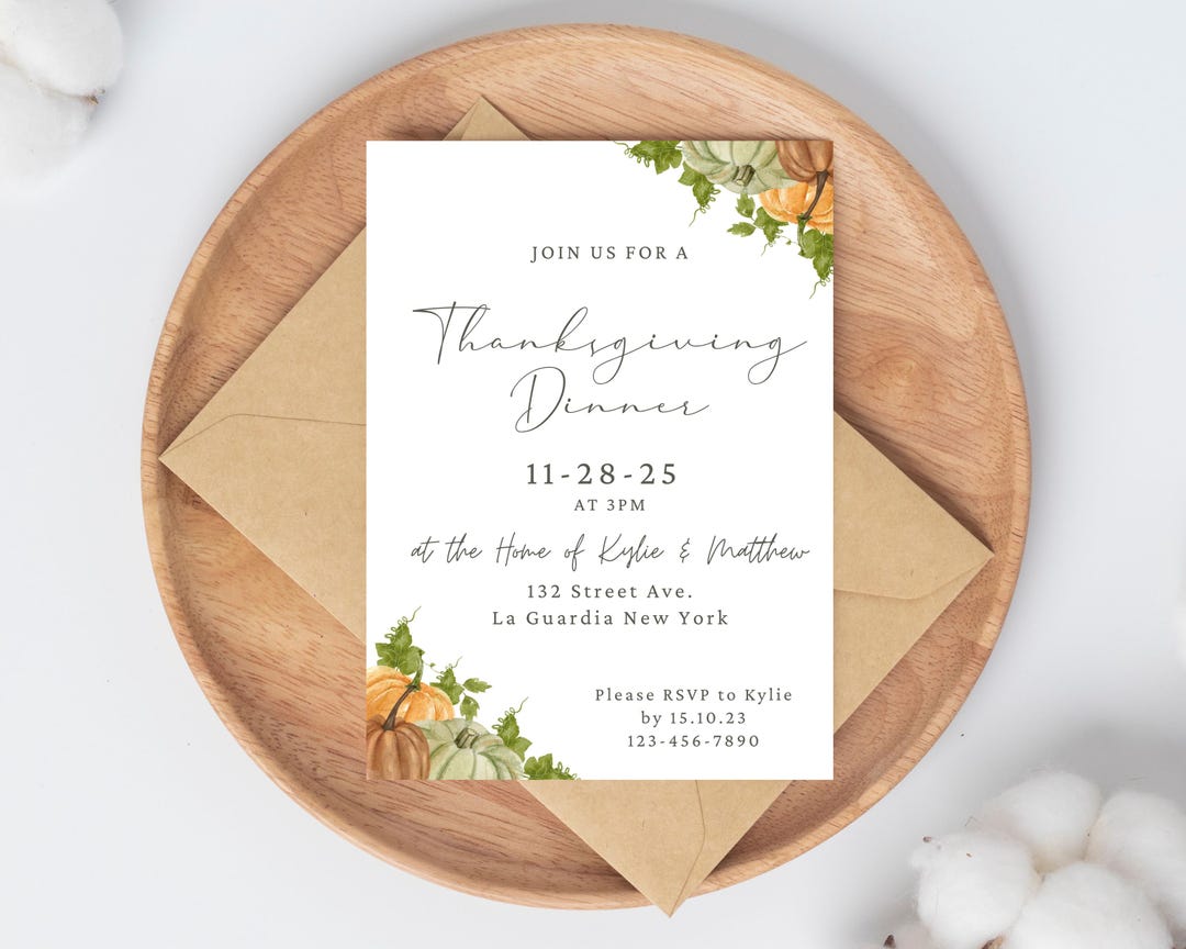Thanksgiving Dinner Invitation, Let's Give Thanks Invitation Template ...