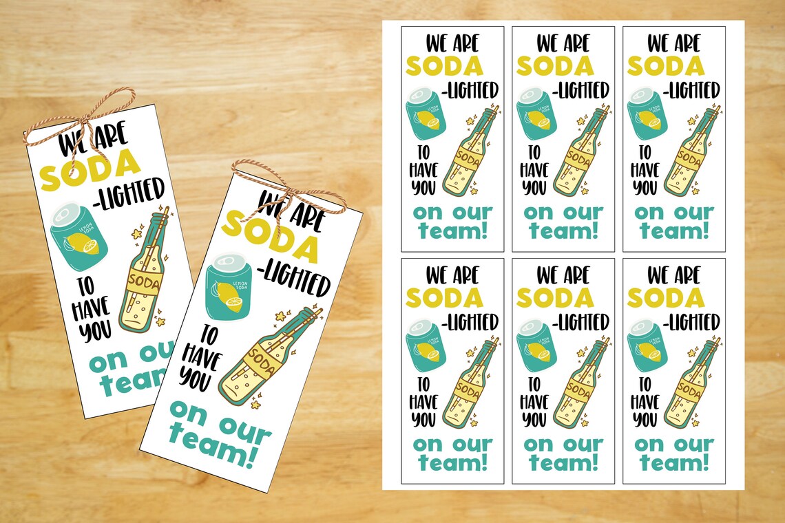 Soda Pop Gift Tags Soda-lighted Printable Thank You Tags - Etsy