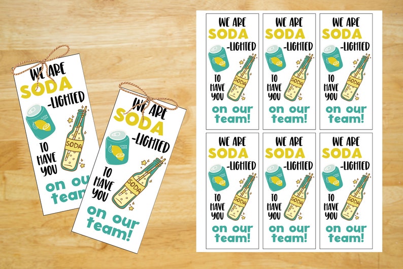 Soda Pop Gift Tags Soda-lighted Printable Thank You Tags - Etsy