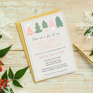 Favorite Things Party Invitation, Girls Gift Exchange Holiday Invite ...