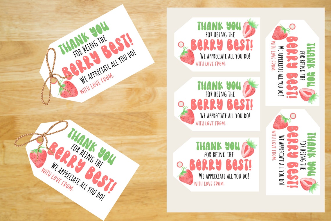Berry Best Teacher Appreciation Gift Tags, Printable (digital Download ...