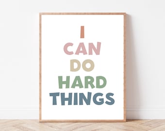 I Can Do Hard Things Poster, Boho Classroom Decor, Kids Affirmations ...
