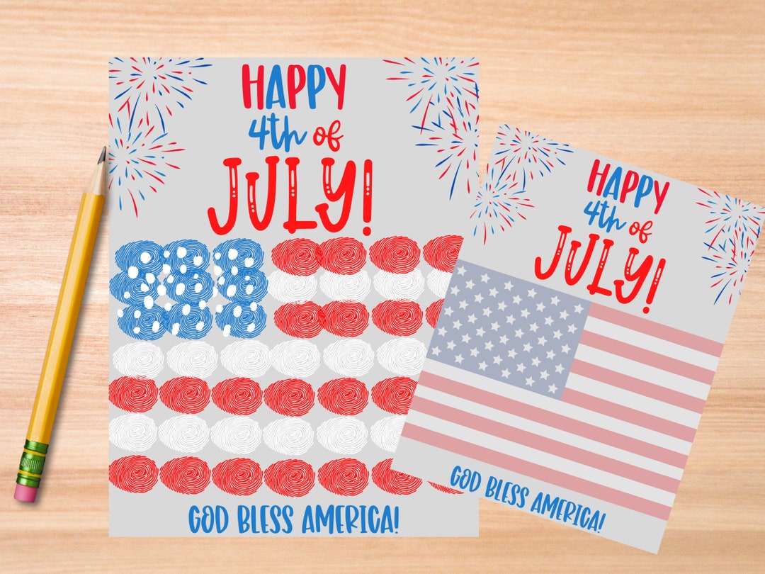 Happy 4th of July Finger Print Artwork, Finger Painting Crafts for Kids ...
