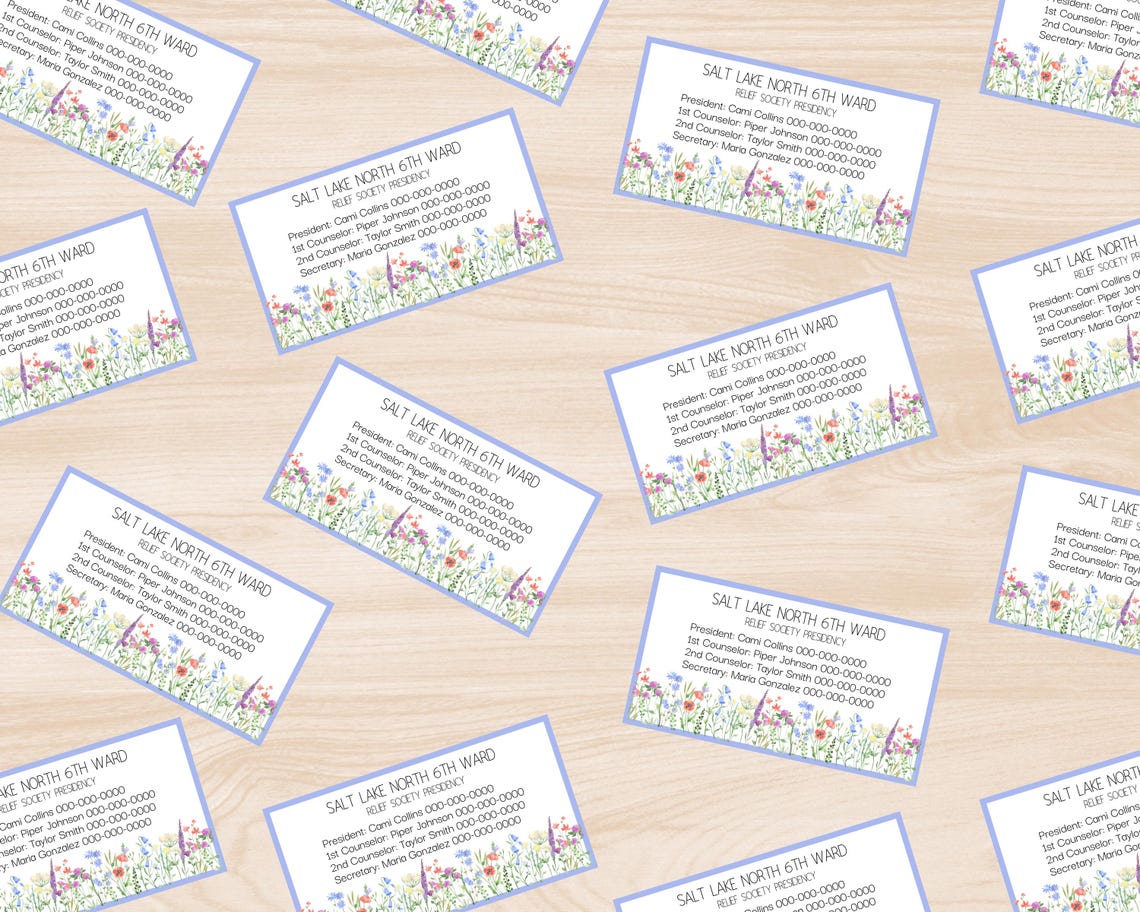 Relief Society Contact Cards Editable PDF | LDS Presidency Calling ...