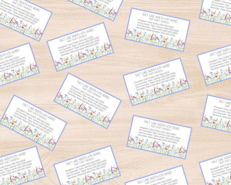 LDS Relief Society Contact Cards Editable, Beautiful Canva Download for ...